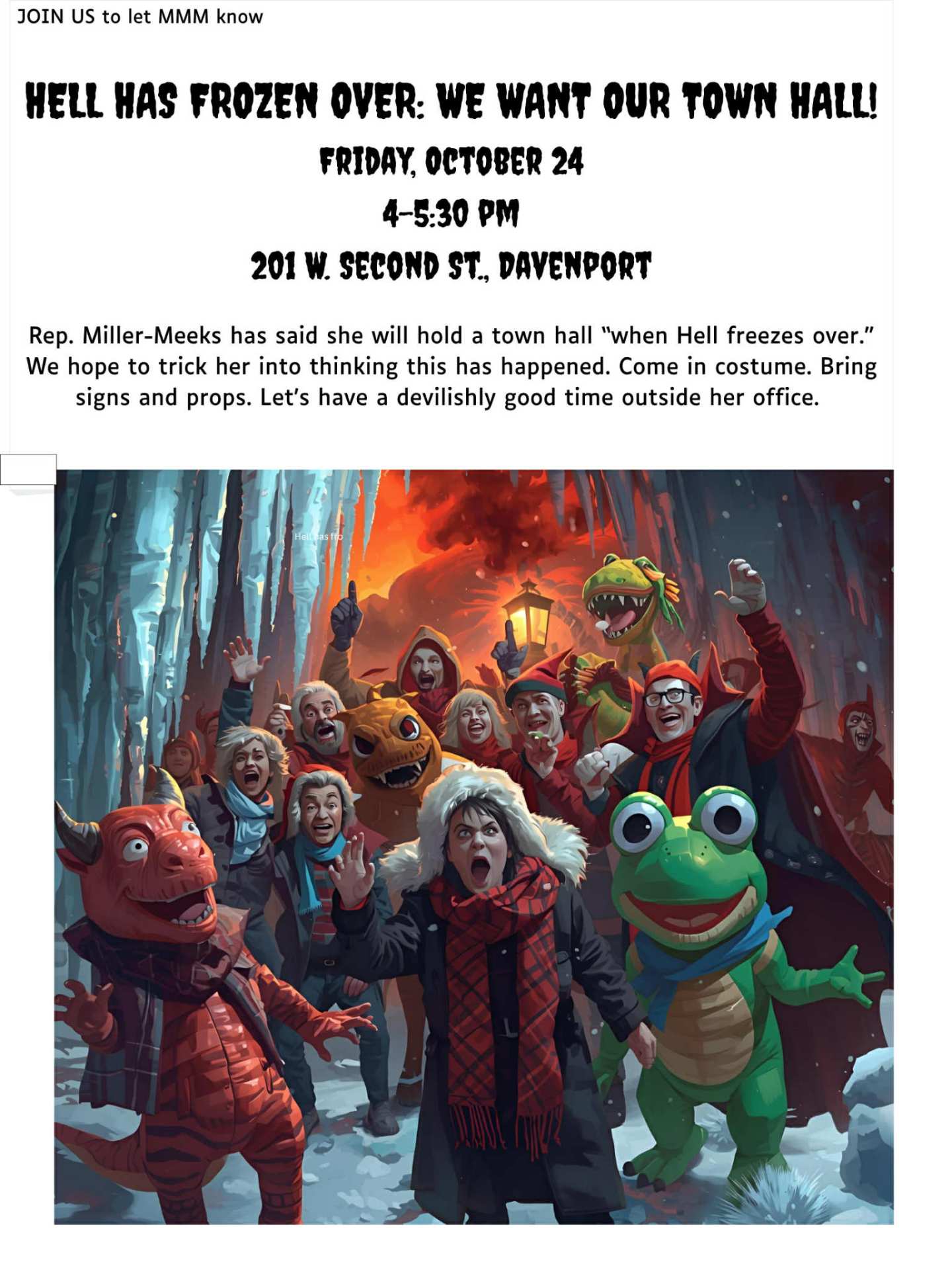 Hell Has Frozen Over: We Want Our Town Hall! – 10/24/2025 @ 4 PM ...